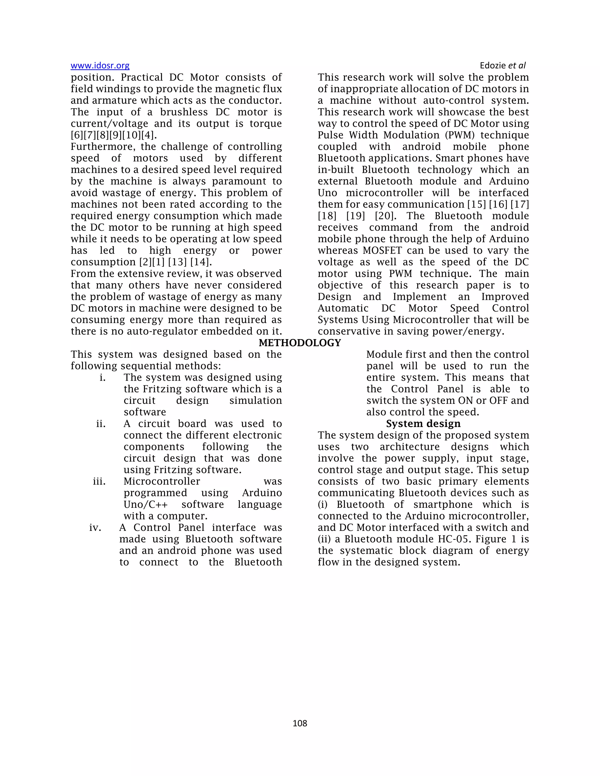 Design And Implementation Of An Improved Automatic Dc Motor Speed Control Systems Using