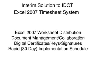 Idot Excel 2007 Timesheet System | PPT