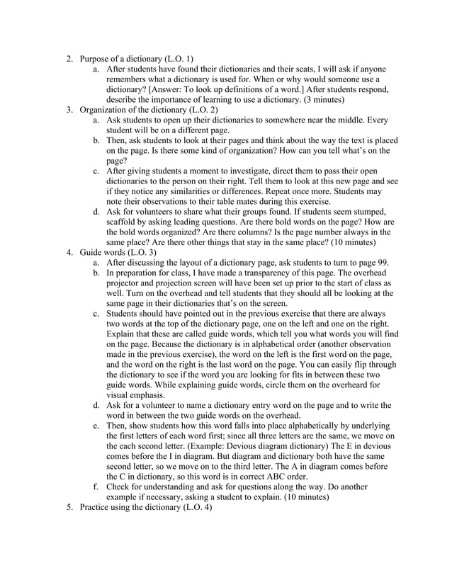 Instructional Design Project - Dictionary Skills | PDF