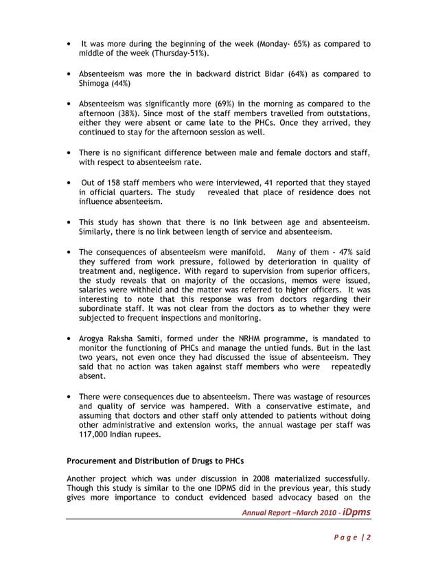 Idpms annual report 10 | PDF