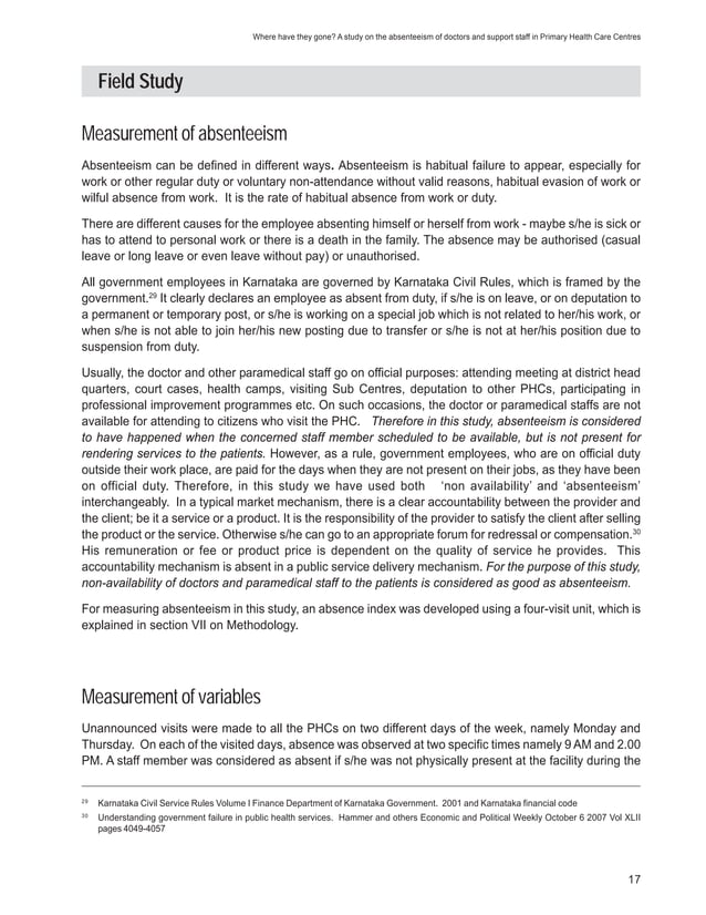 Idpms Absenteeism report | PDF | Healthcare Industry | Industries