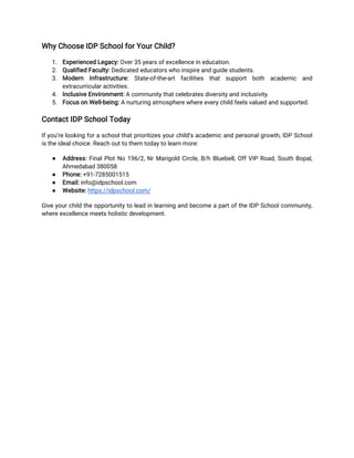 IDP School Premier Pre-Primary & Primary Education in South Bhopal ...