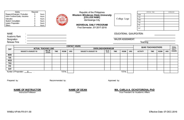Idp template wmsu vpaa-fr-011.00 (1) | DOCX | College Education | Education