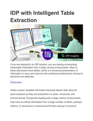 IDP with Intelligent Table Extraction | PDF
