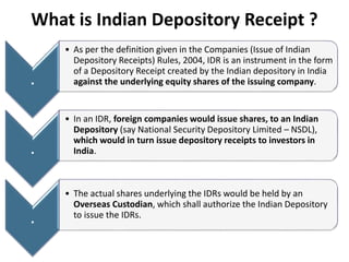 Indian depository receipt(IDR) | PPTX