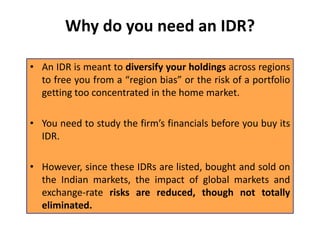 Indian depository receipt(IDR) | PPTX