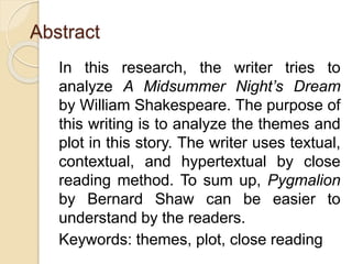 Themes and Plot Analysis in A Midsummer Night's Dream by William ...