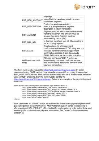 Idram merchant api- Idram Payment System merchant interface description ...