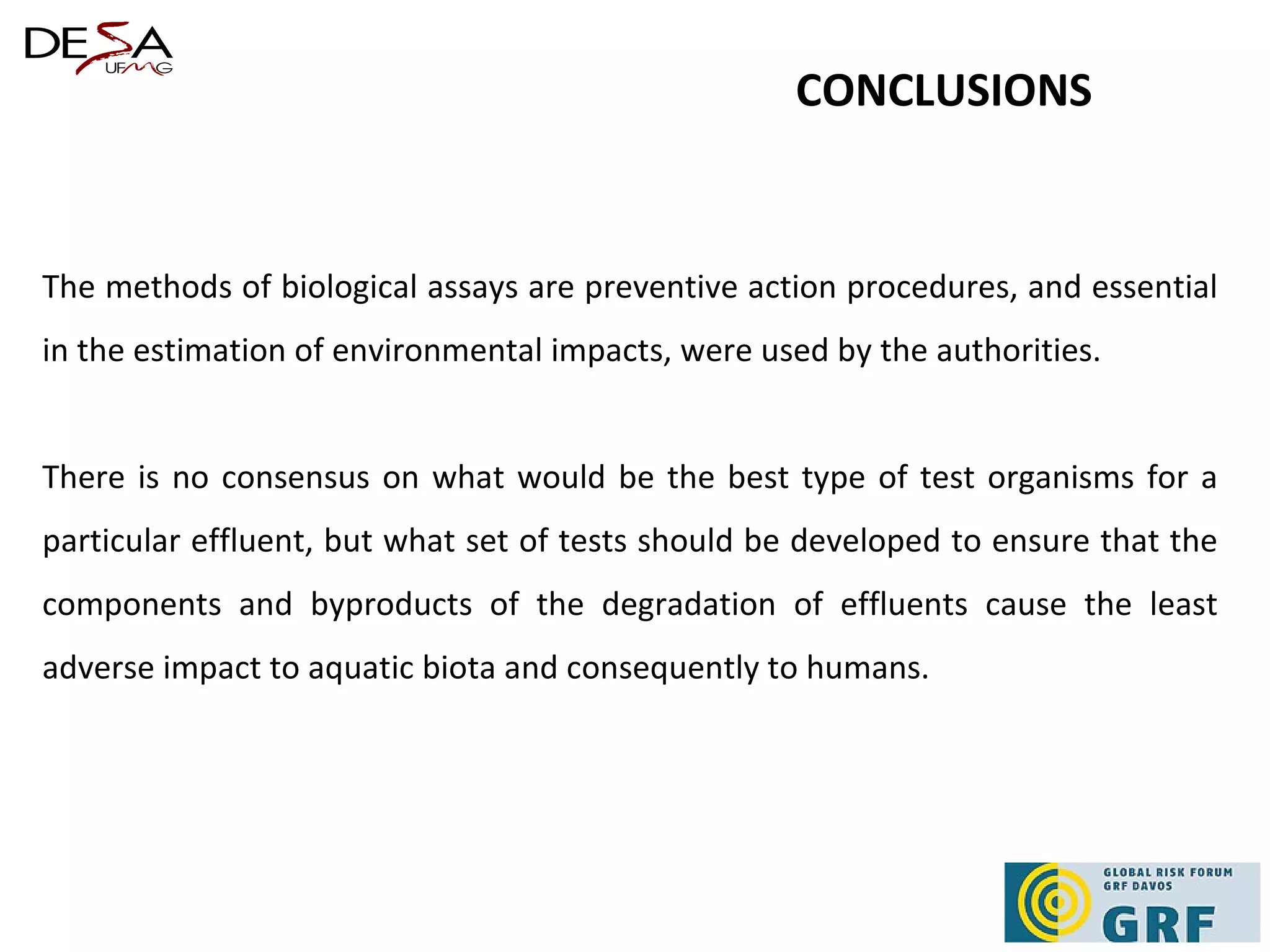 Selection of Biological Methods for Industrial Effluents Assessments ...