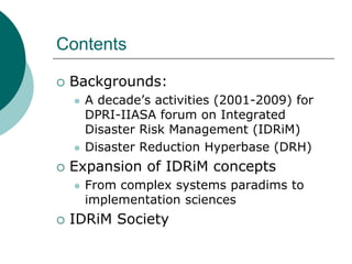 Integrated Disaster Risk Management: Challenges for Its Implementation ...