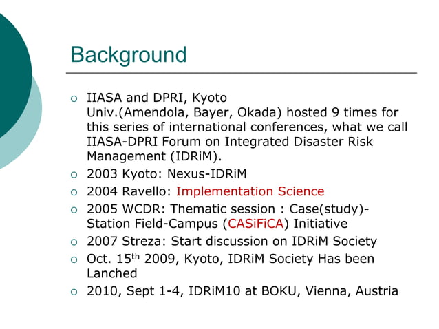 Integrated Disaster Risk Management: Challenges for Its Implementation ...