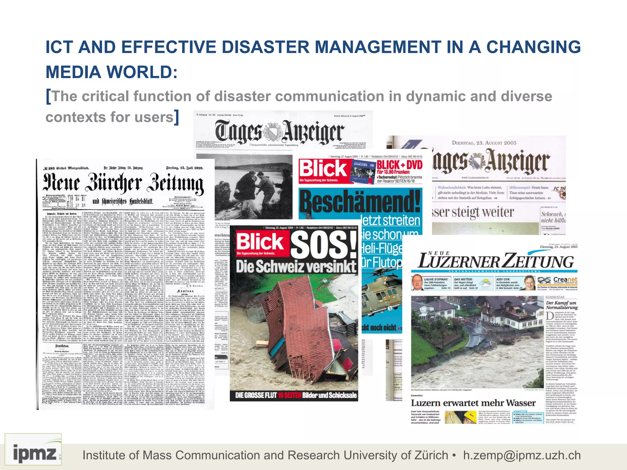 ZEMP Elena - ICT and effective disaster management in a changing media ...