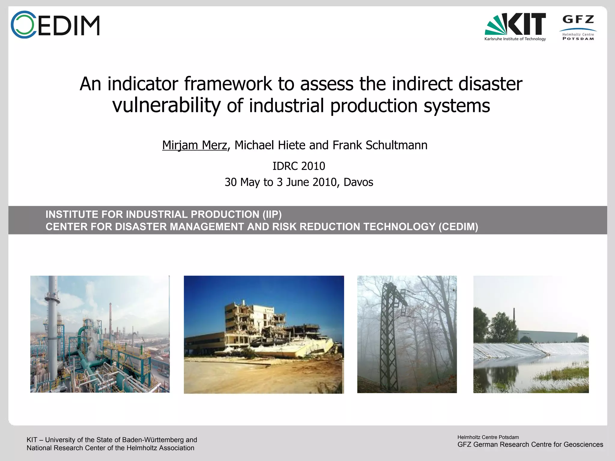 An indicator framework for the assessment of the indirect disaster ...