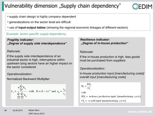 An indicator framework for the assessment of the indirect disaster vulnerability of industrial ...