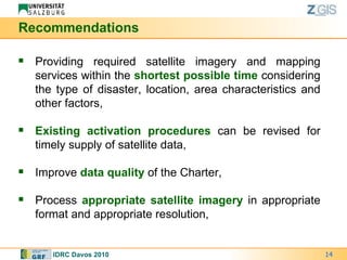 International Charter and UNOSAT in managing disasters and emergency ...