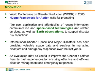 International Charter and UNOSAT in managing disasters and emergency ...