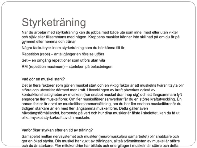 Idrott och hälsa 1, tema styrketräning | PPTX | Fitness and Exercise ...