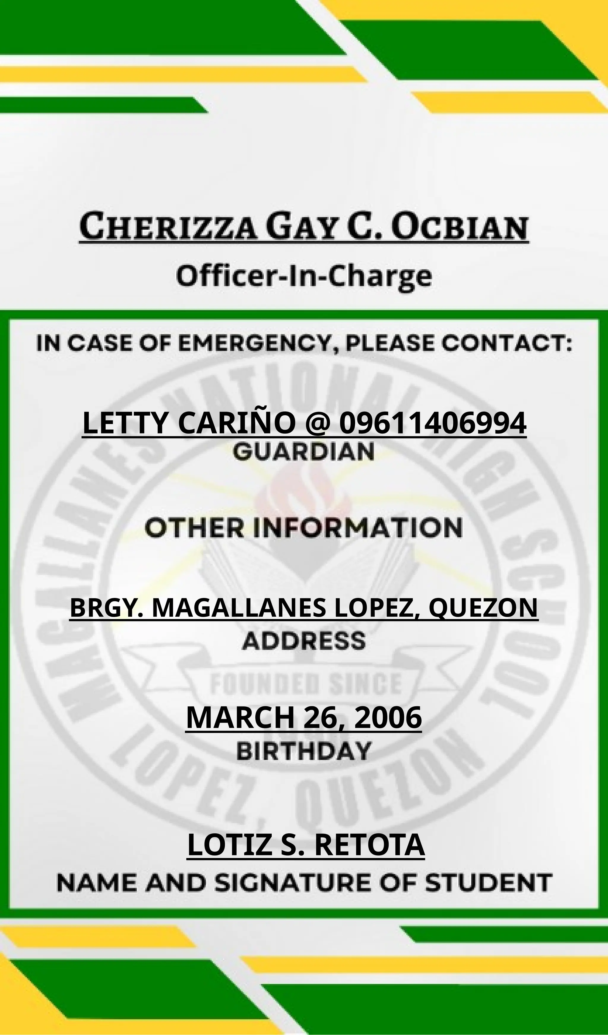 Identification Card Template for SHS Students | PPTX