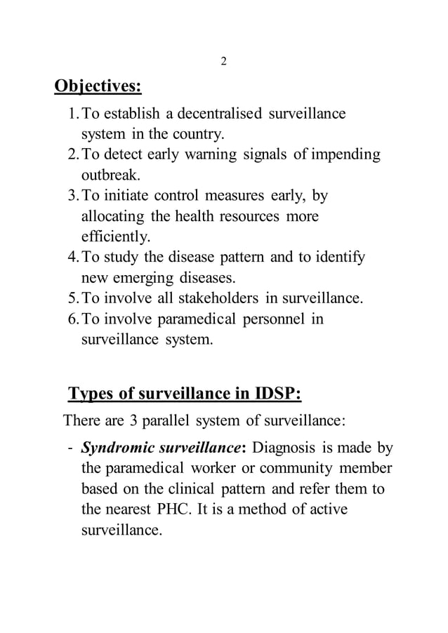 A study on Integrated Disease Surveillance Project (IDSP) in Mangalore ...