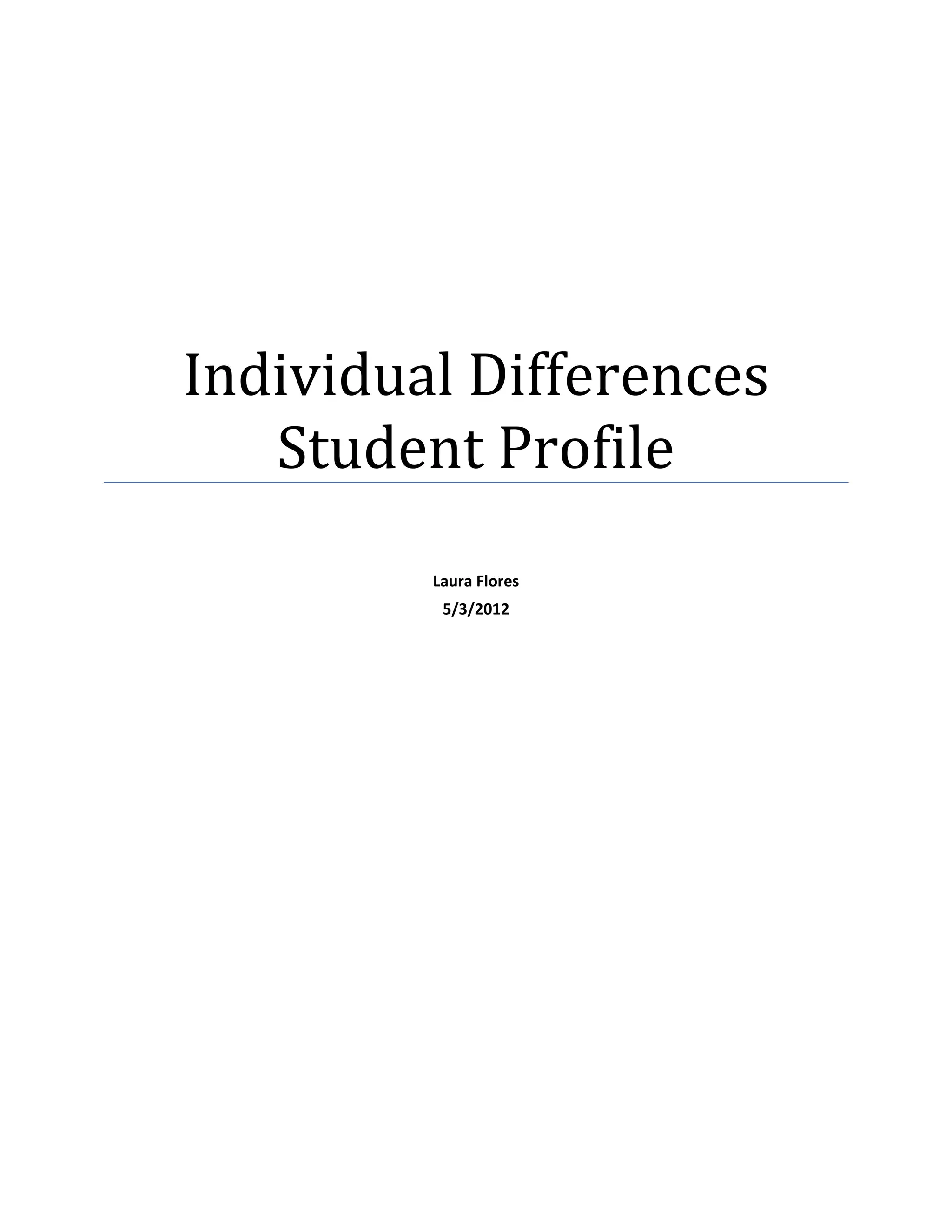 Individual Differences Student Profile | DOCX