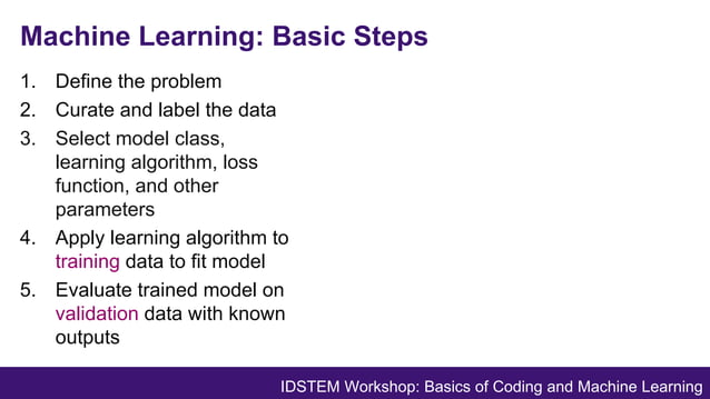 IDSTEM Basics of Coding and Machine Learning | PDF | Computing | Technology & Computing