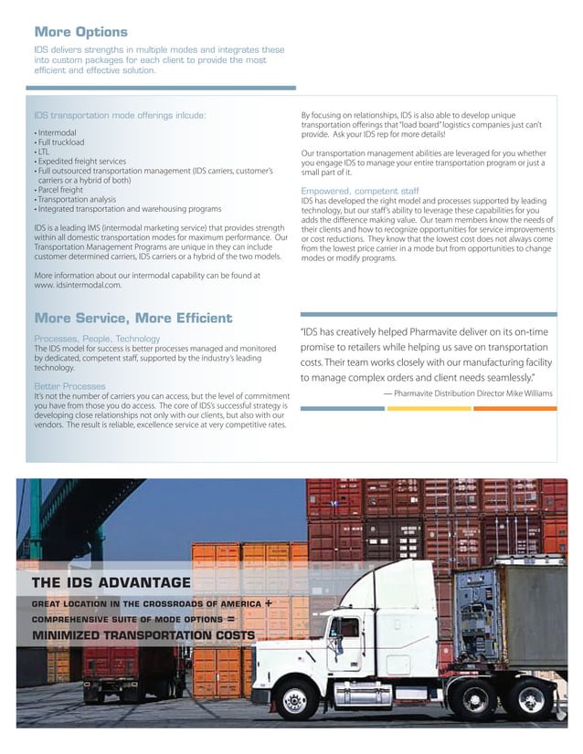 IDS Transportation Brochure | PDF | Logistics and Transportation ...