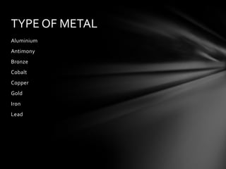 metals | PPTX | Chemistry | Science