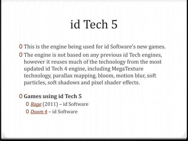 Id tech - Game Engine presentation for Course | PPT
