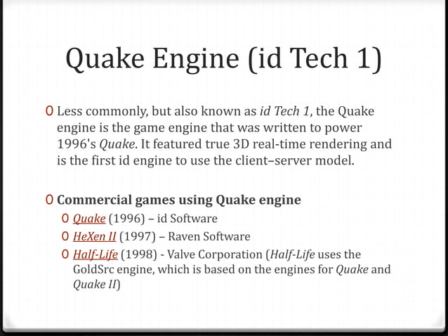 Id tech - Game Engine presentation for Course | PPT