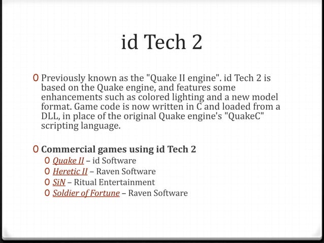 Id tech - Game Engine presentation for Course | PPT