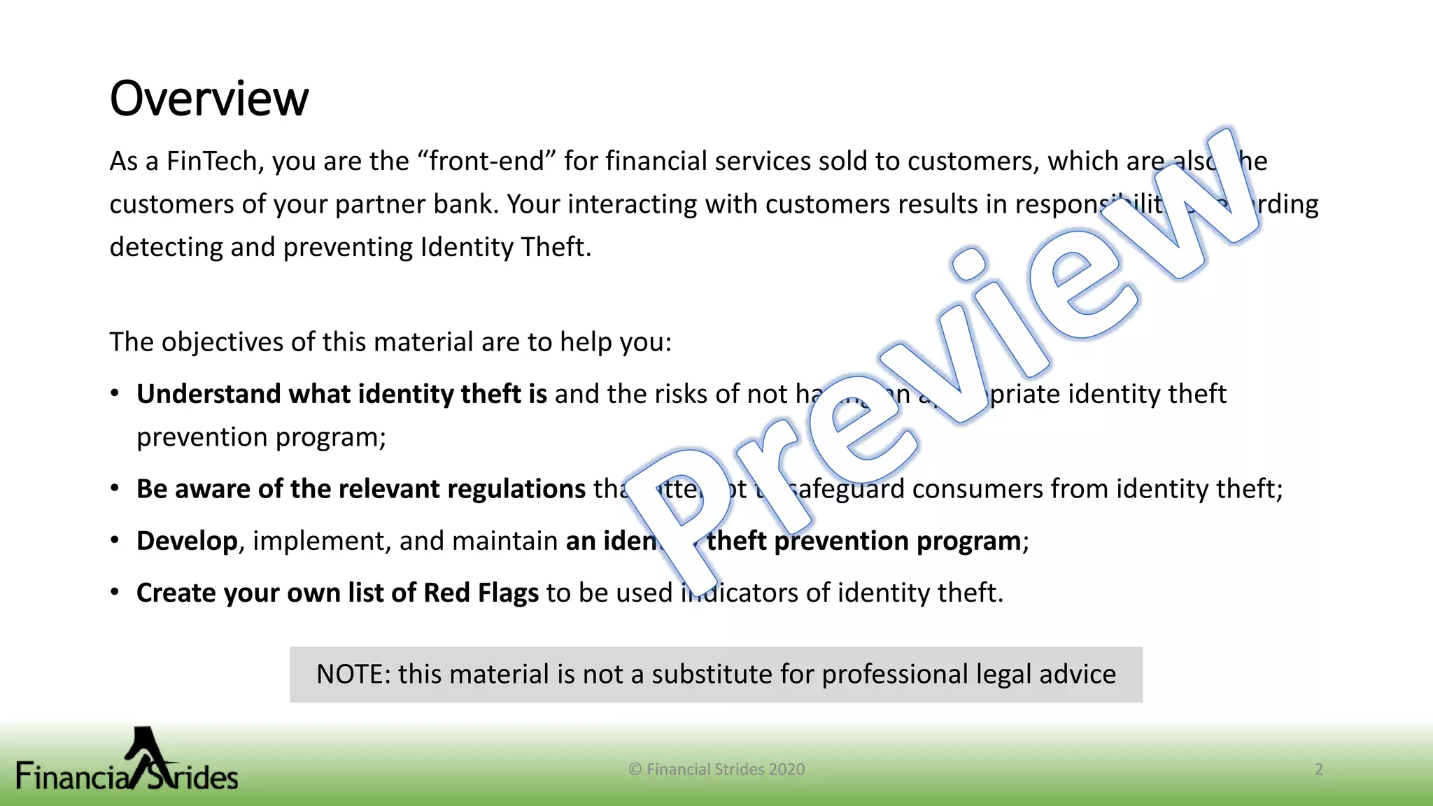 ID Theft Red Flags training preview | PPT