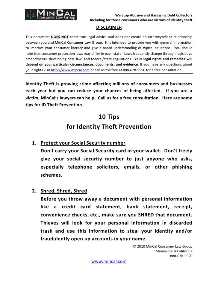 Identity Theft Prevention - 10 Tips