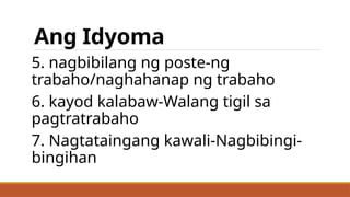Ang idyoma kahalagahan at mga halimbawa nito | PPTX