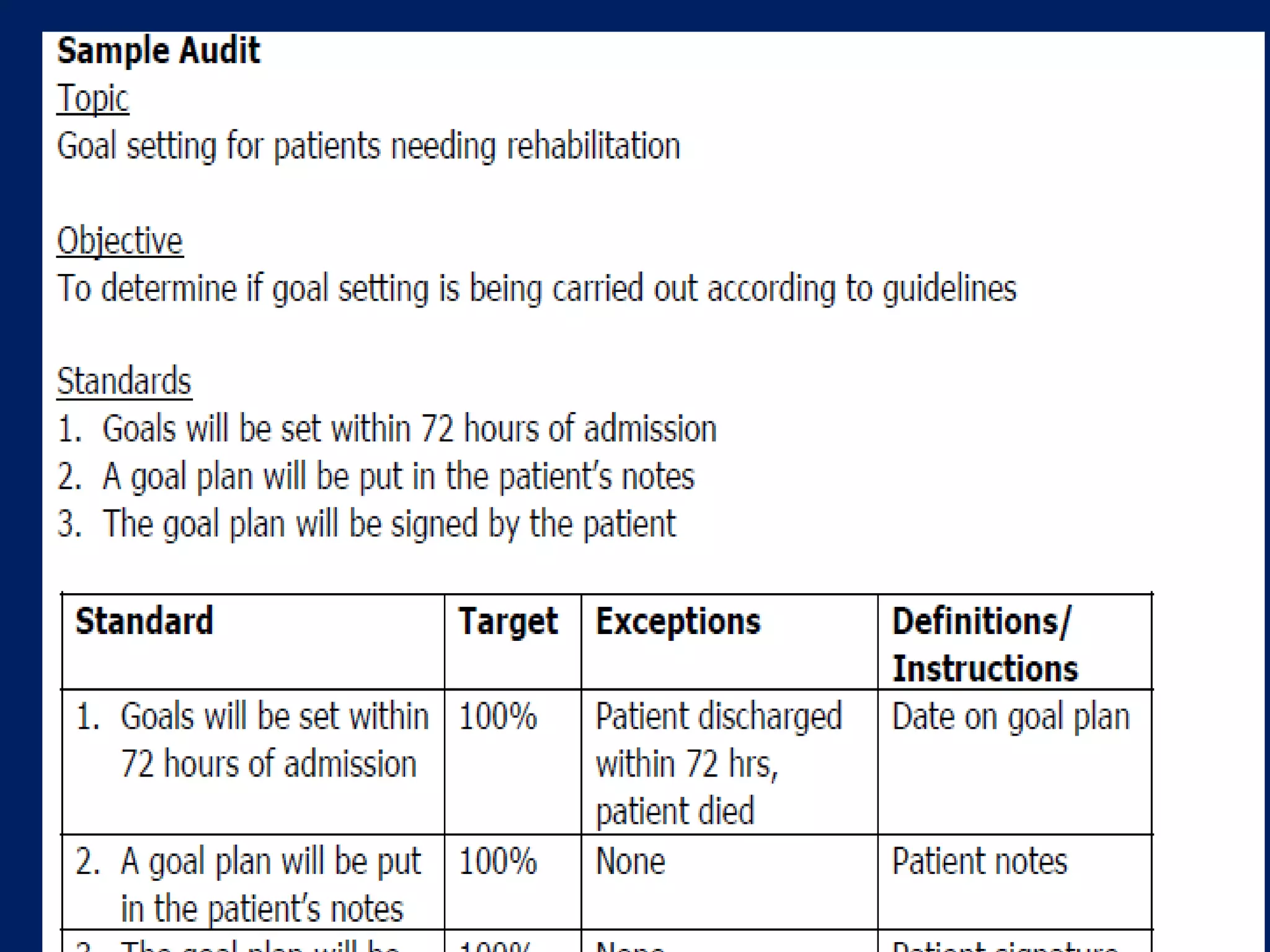 clinical audit | PPT | Medical Tests | Medical Health
