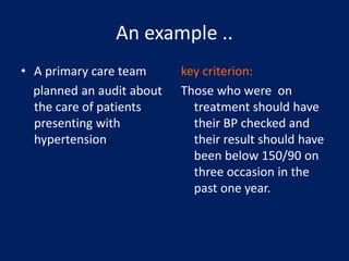 clinical audit | PPT | Medical Tests | Medical Health