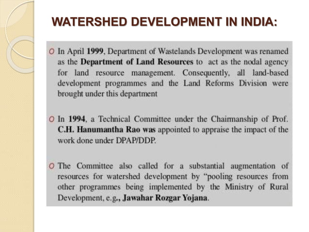 WATERSHED MANAGEMENT - INTRODUCTION | PPT | Geography | Science