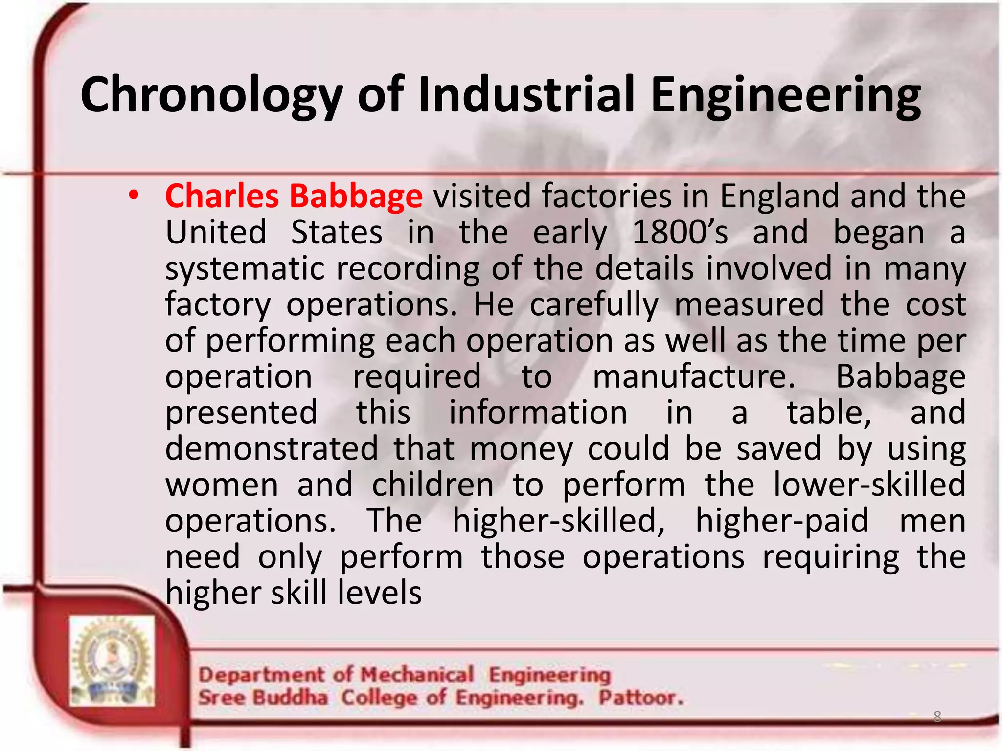 INDUSTRIAL ENGINEERING 1st module | PPTX | Mechanical and Industrial ...
