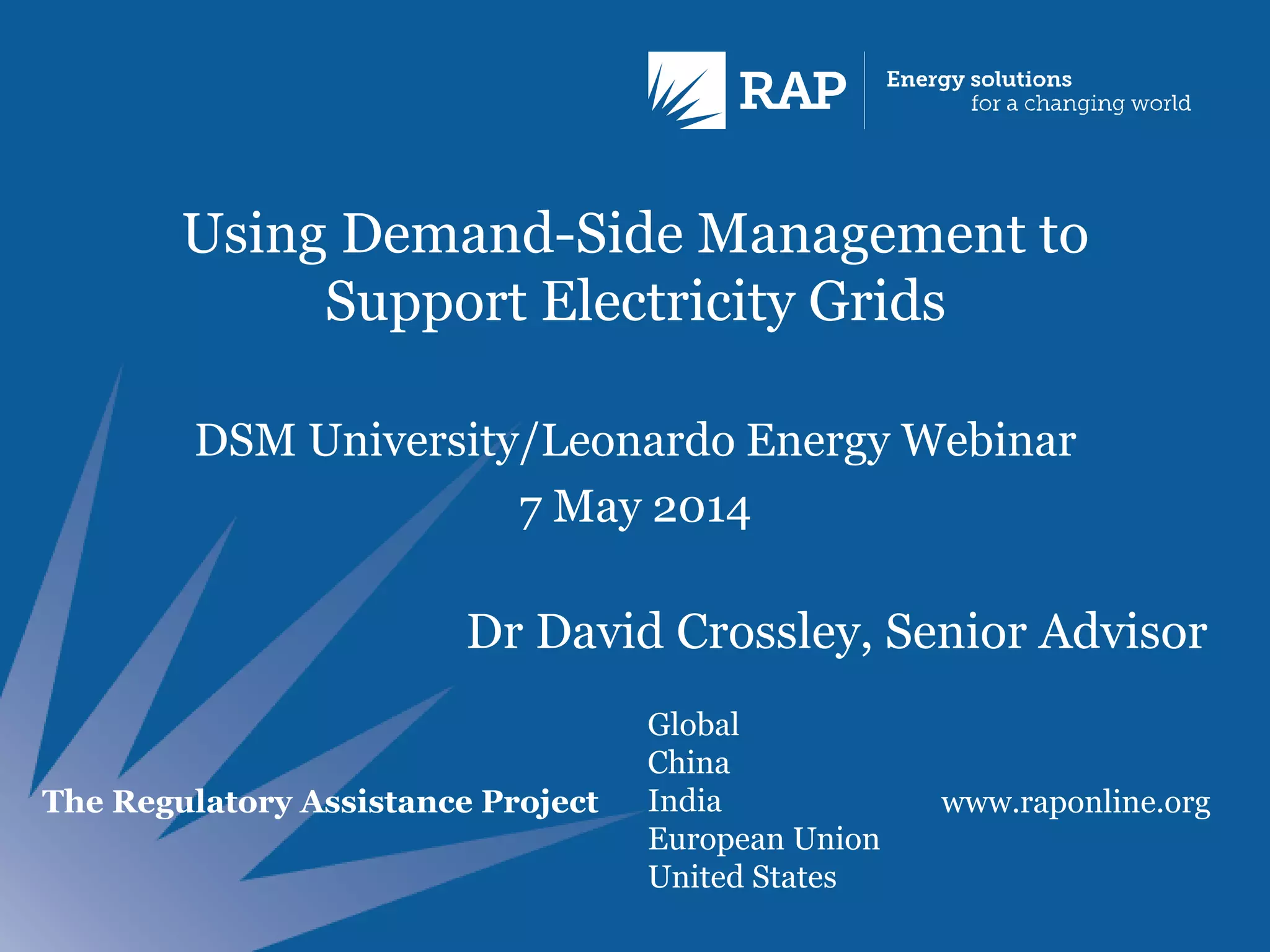 Using Demand Side Management To Support Electricity Grids Pdf