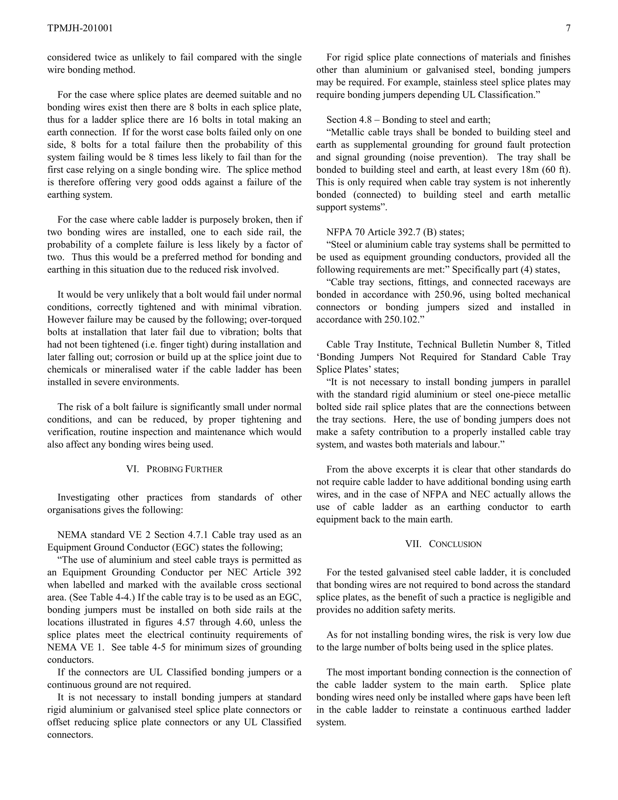 Cable Ladder Bonding with Earth Wire, Is it Necessary? | PDF