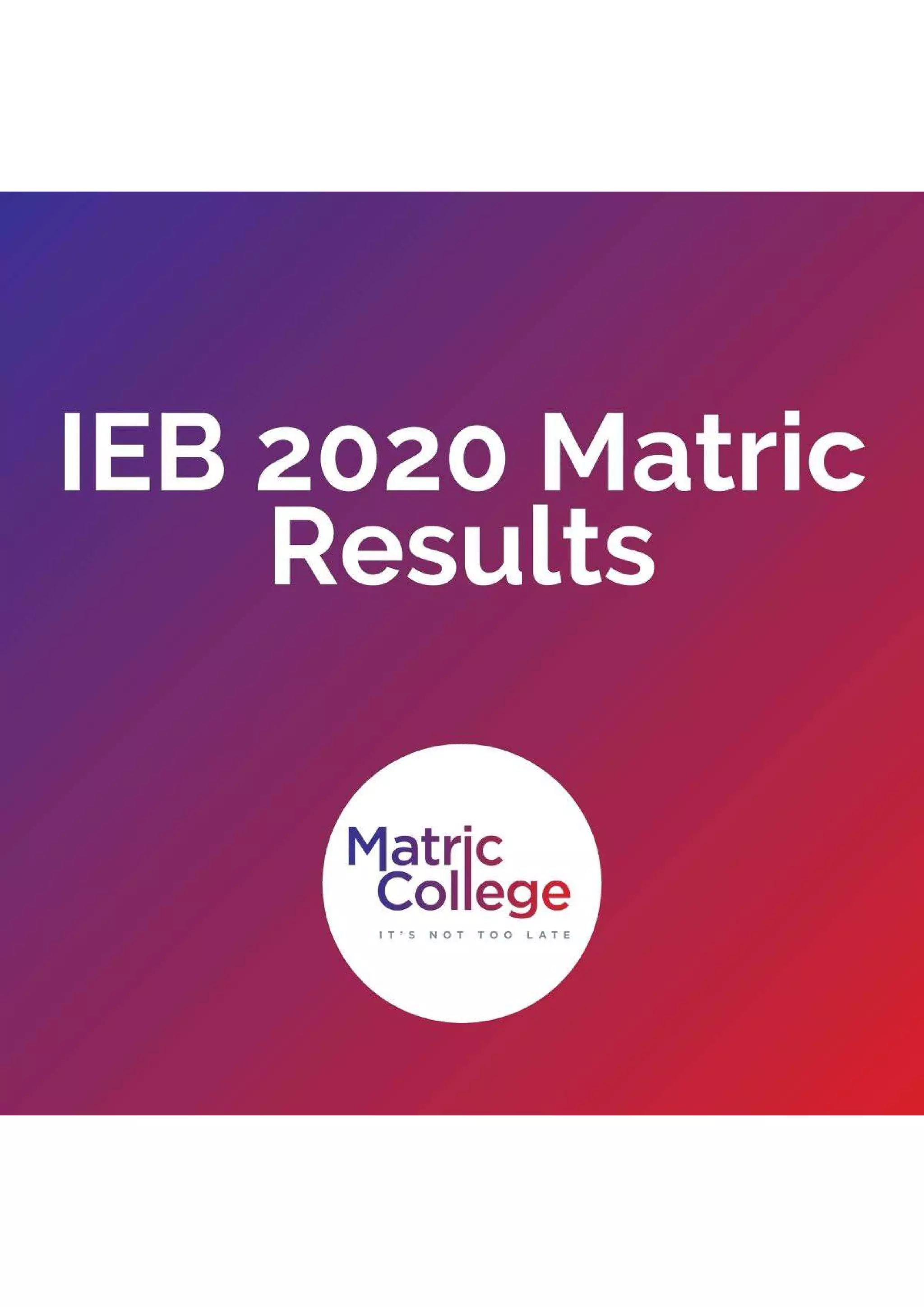 IEB Matric Results Released | PDF