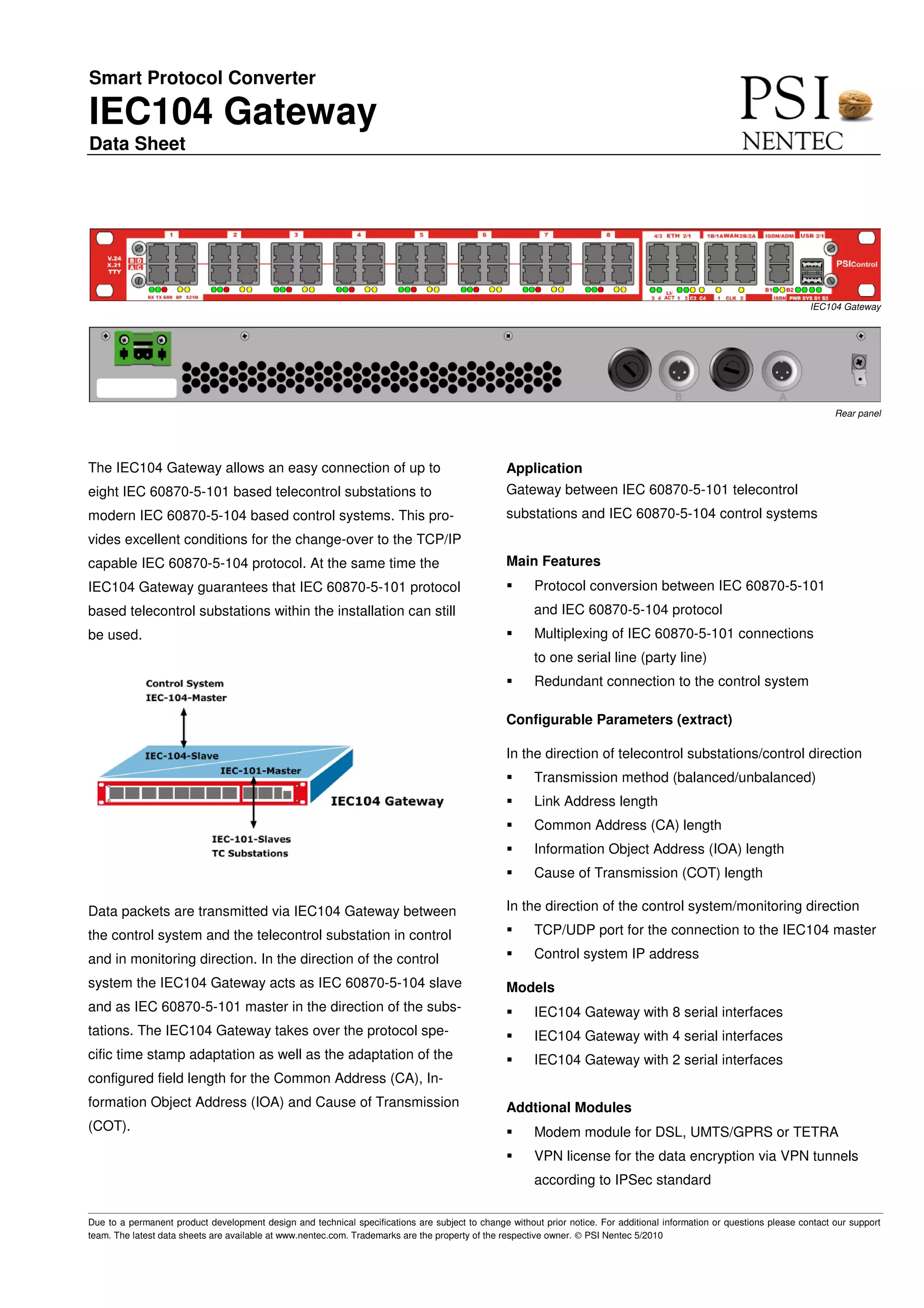 Iec104 gateway datasheet | PDF