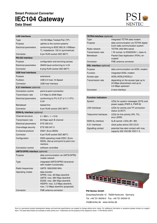 Iec104 gateway datasheet | PDF