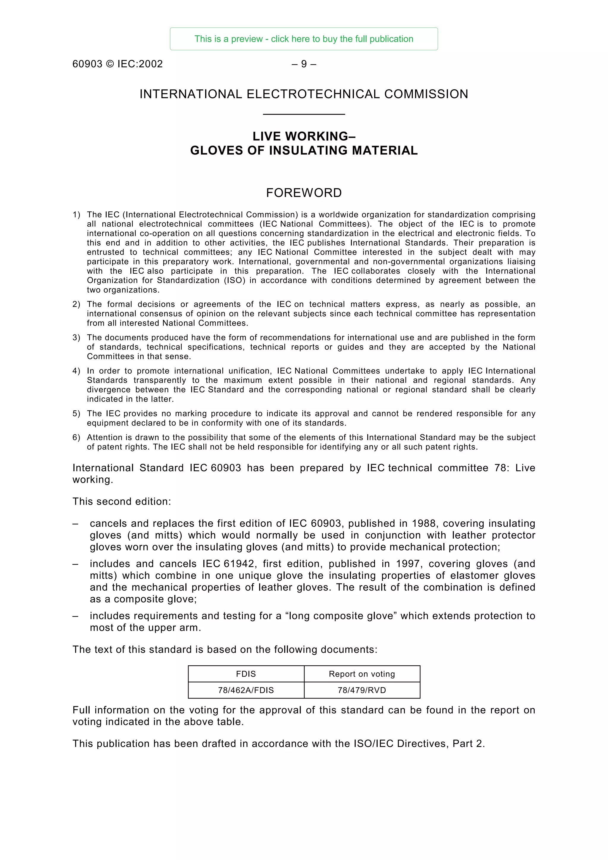 IEC 60903 2nd Edition 2002-08 - Insulating Gloves (Preview) | PDF