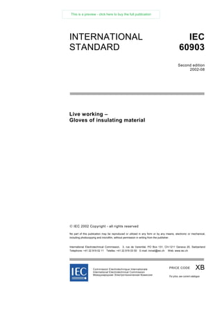 IEC 60903 2nd Edition 2002-08 - Insulating Gloves (Preview) | PDF
