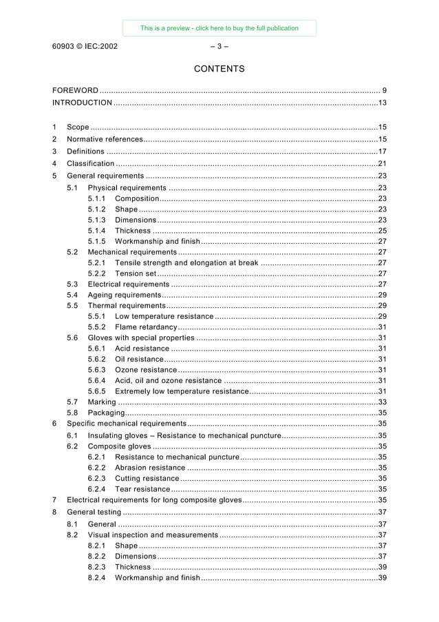 IEC 60903 2nd Edition 2002-08 - Insulating Gloves (Preview) | PDF