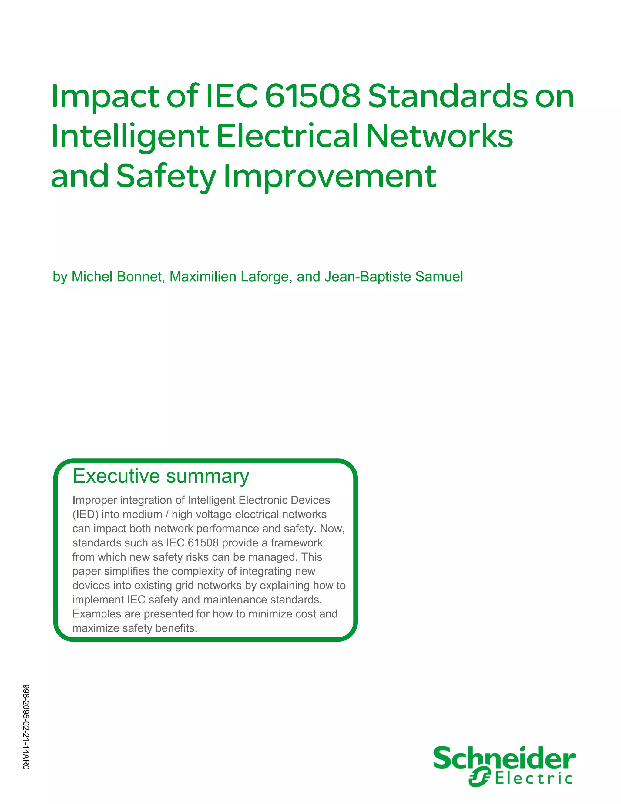 Impact of IEC 61508 Standards on Intelligent Electrial Networks and ...