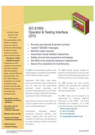 IEC 61850 Operating And Test Interface | PDF