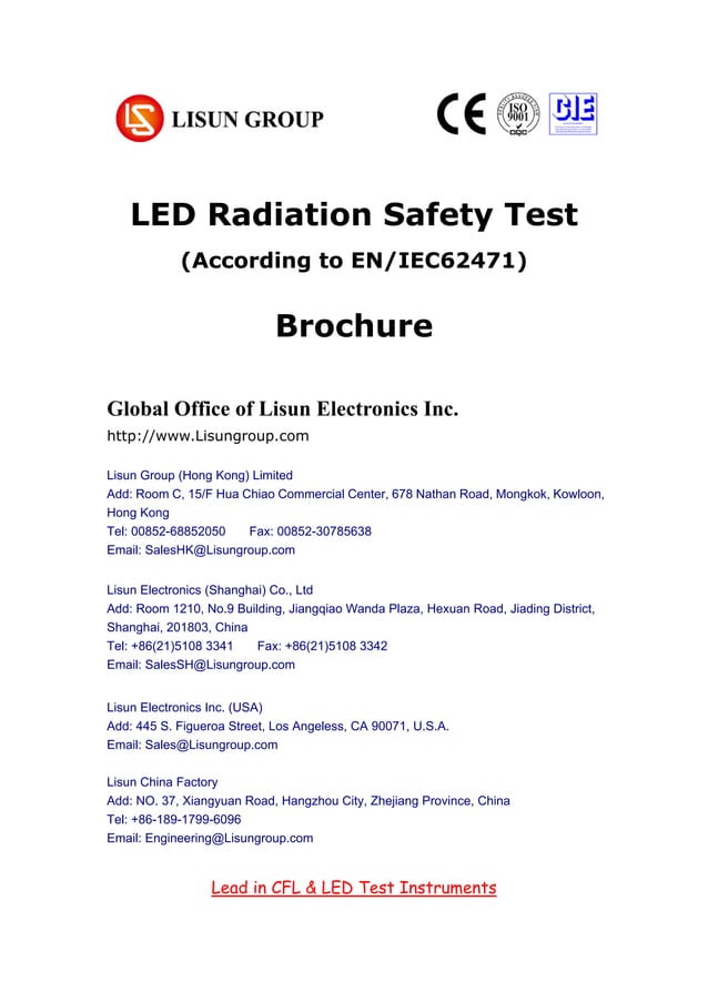 IEC62471 LED Radiation Safety Test | PDF | Eye and Vision Conditions ...
