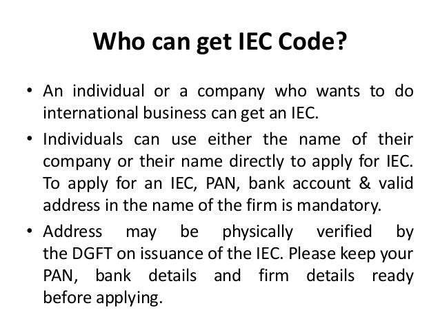 IEC Code Consultants India | PPT