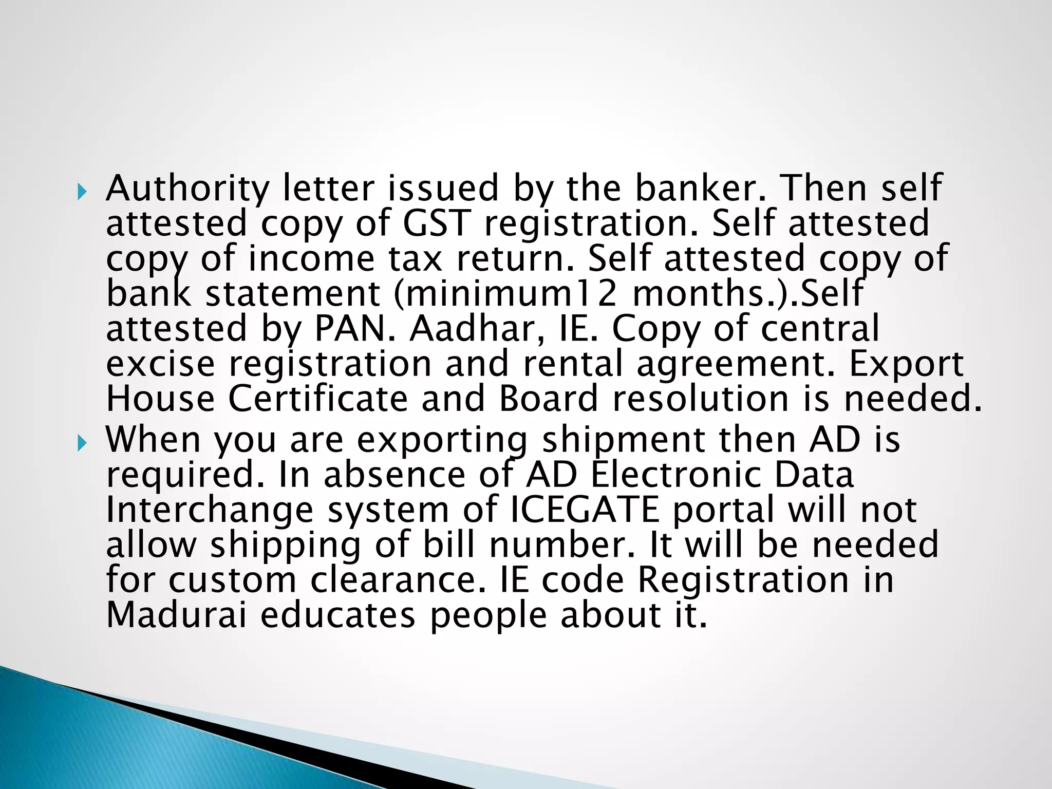 Ie code registration in chennai | PPT